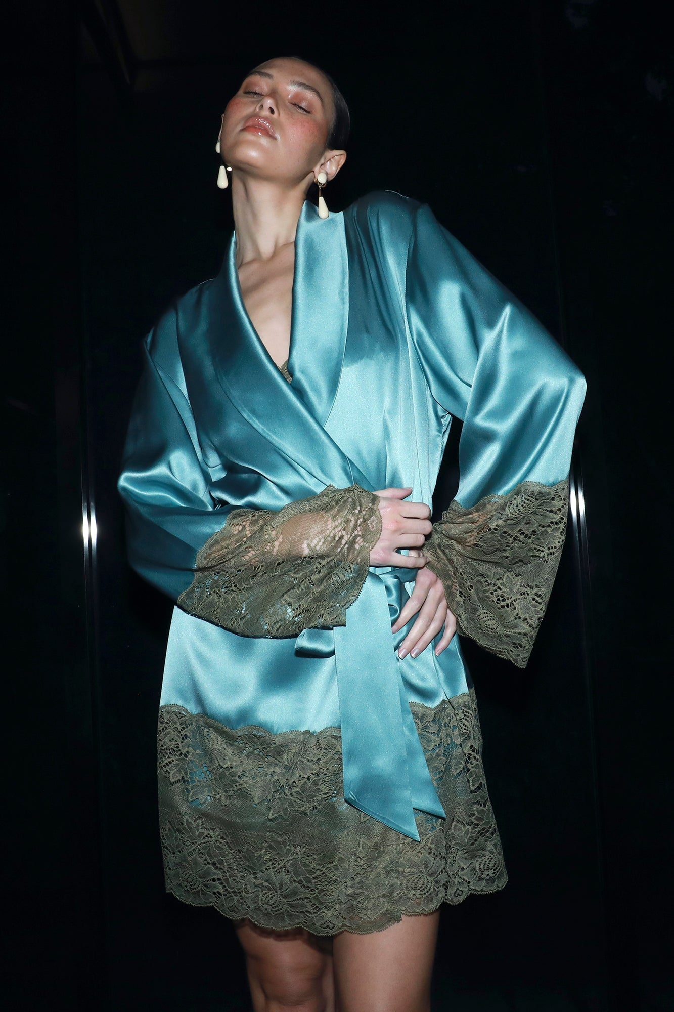 Ginia | Silk Lace Robe | River – Eclipse Sample Sales